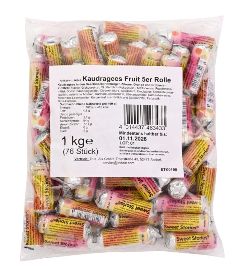 Kaudragees Fruit 5er Rolle - Sweet Stories® - 1kg im Beutel - MellowCompany